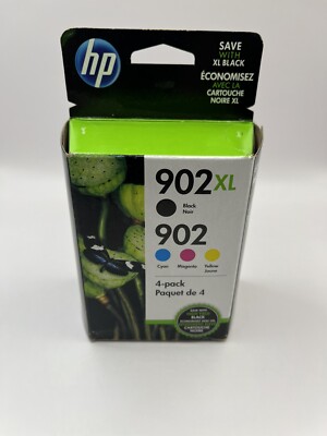 NEW Genuine HP 902XL Black & 902 Color Ink Combo 4-Pack Sealed Box ...