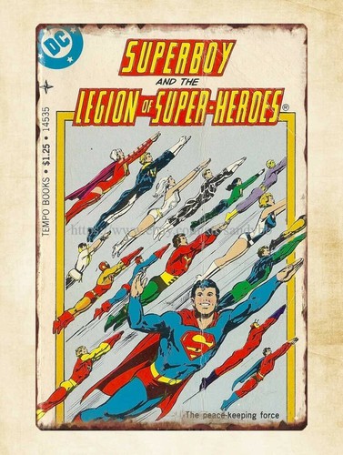 comic superboy legion of super heroes superman metal tin sign cool wall ...