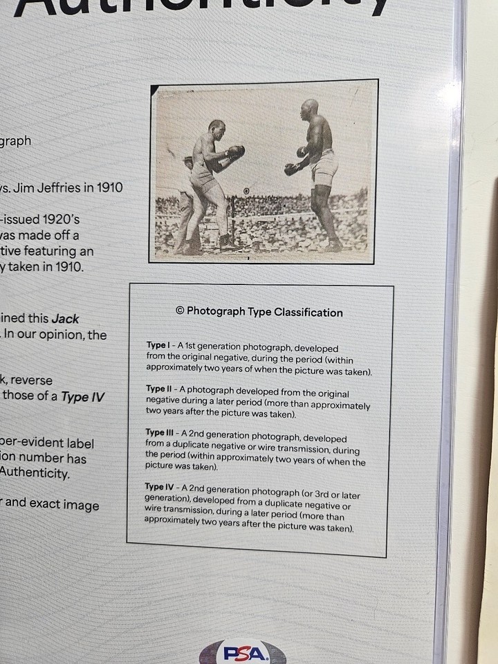Vintage 1920's Jack Johnson vs Jim Jeffries 1910 Boxing Photo PSA Type ...