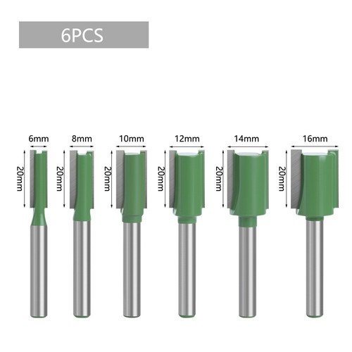 Universal 6mm Shank Router Bit Straight Bit 45# Steel 6pcs Double Flute ...