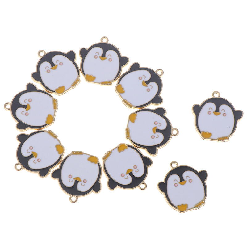 10pcs/set cartoon penguin charms enamel charm for jewelry making ...