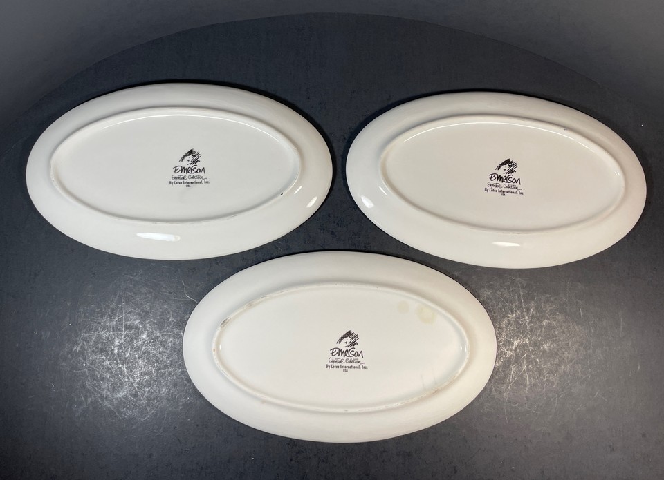 3 Beach Themed Oval Cocktail Dessert Plates 9" Emerson Signature ...