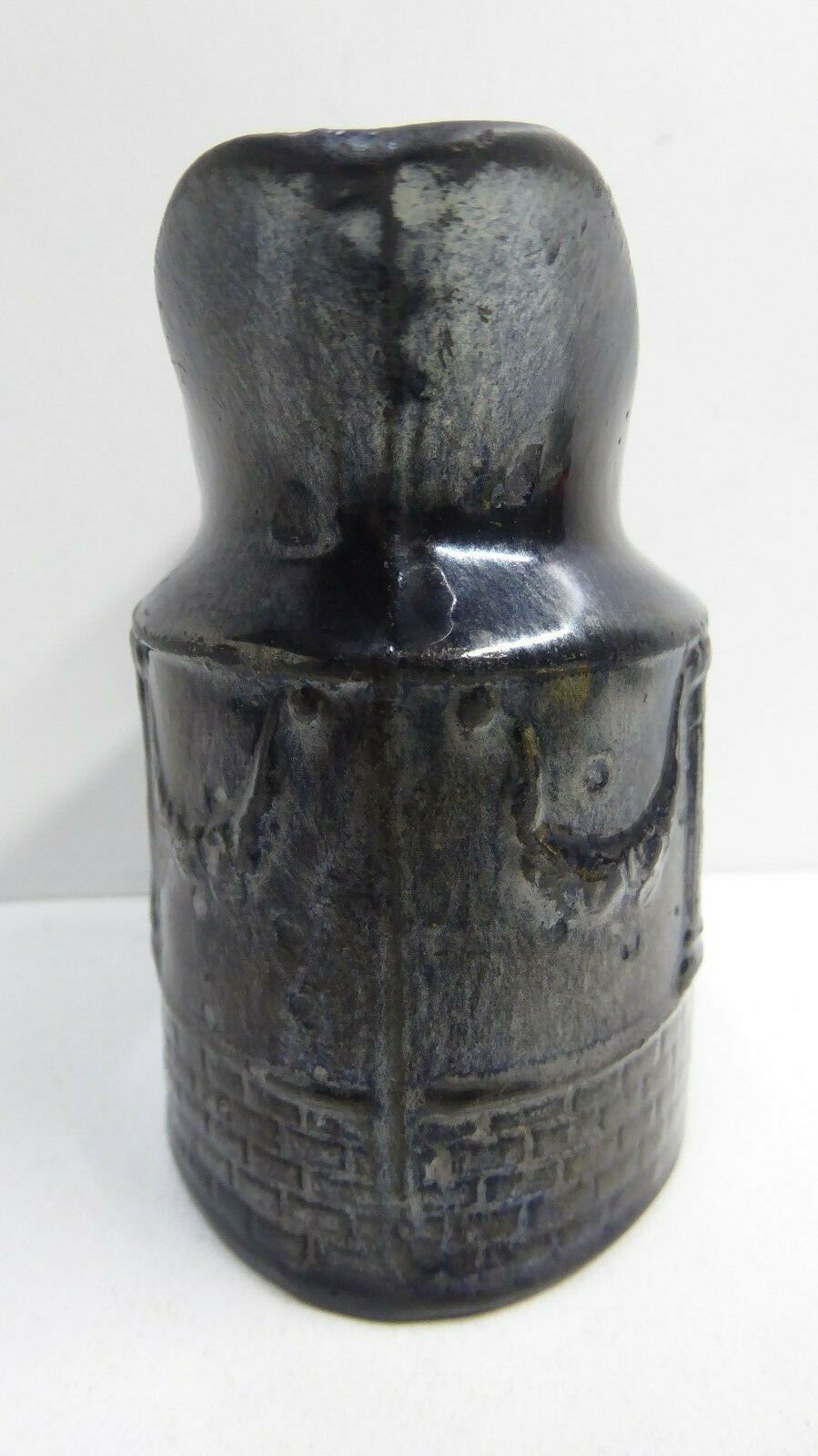 ANTIQUE BLACK BASALT LUSTRE PILLAR & SWAG 1900s POTTERY JUG JACKFIELD ...