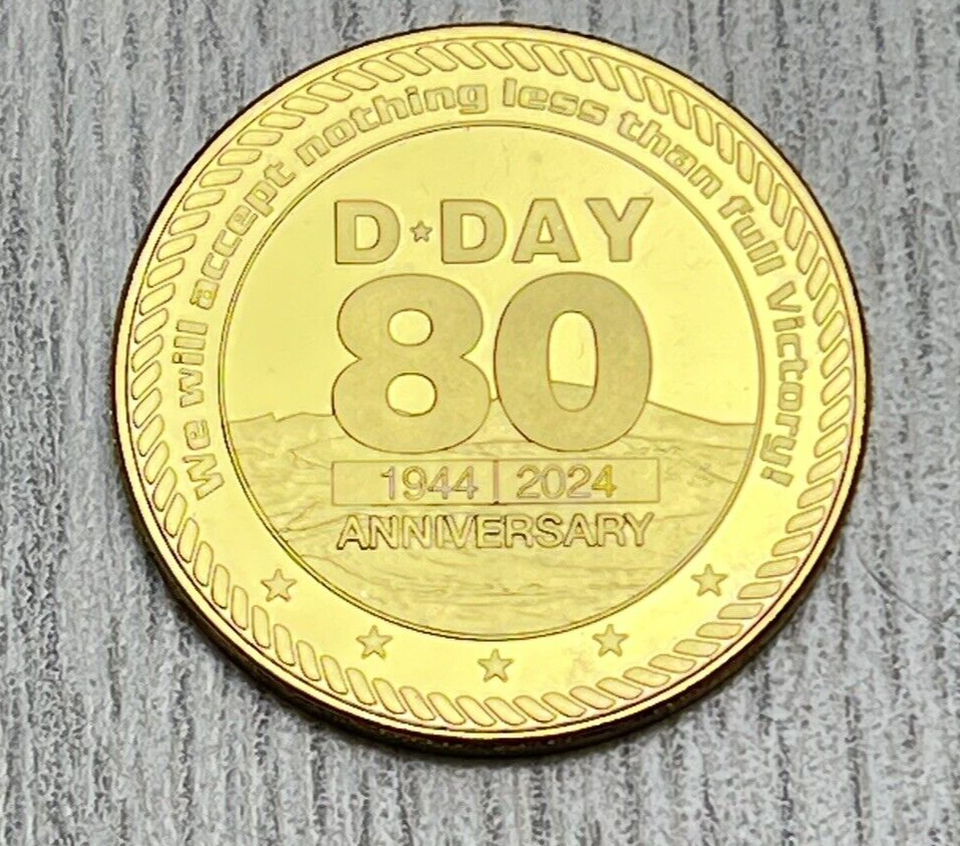 Operation Overlord 80th Anniversary D-Day Gold Plated Challenge Coin 1. ...
