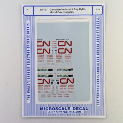 Microscale Decals 60-707 N Scale Canadian National 4 Bay Covered Hopper ...