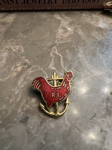 Rhode Island Souvenir State Enamel Red Rooster Anchor Lapel Pin | eBay
