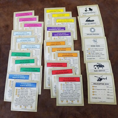 2007 Monopoly Tropical Tycoon DVD Game Replacement Pieces TITLE DEED ...