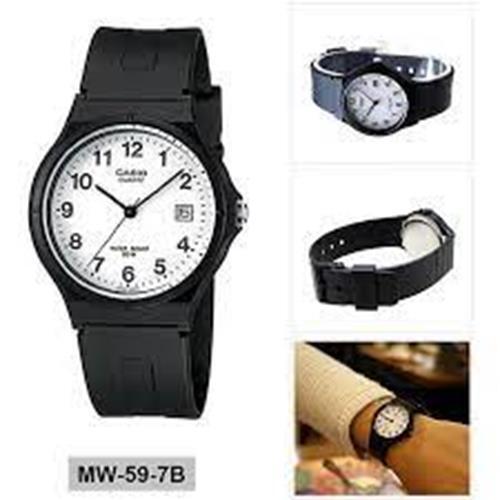 Casio White Dial Black Resin Band Men's Analog Round Classic Watch MW ...