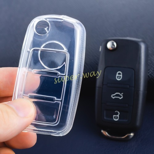 Clear Transparent TPU Flip Key Fob Case Cover For VW Golf6 Tiguan Jetta ...