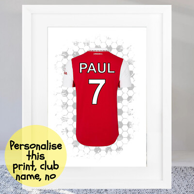 FOOTBALL CLUB WALL PRINT SHIRT A4 Personalised ART FC DIGITAL POSTER NO ...