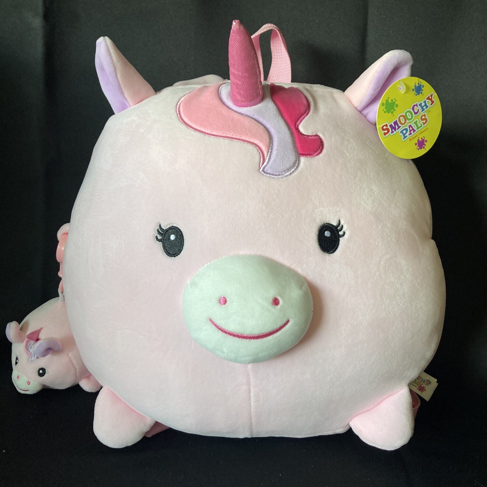 Linzy Smoochy Pals Plush Unicorn Pink Backpack With Keychain 14" | eBay