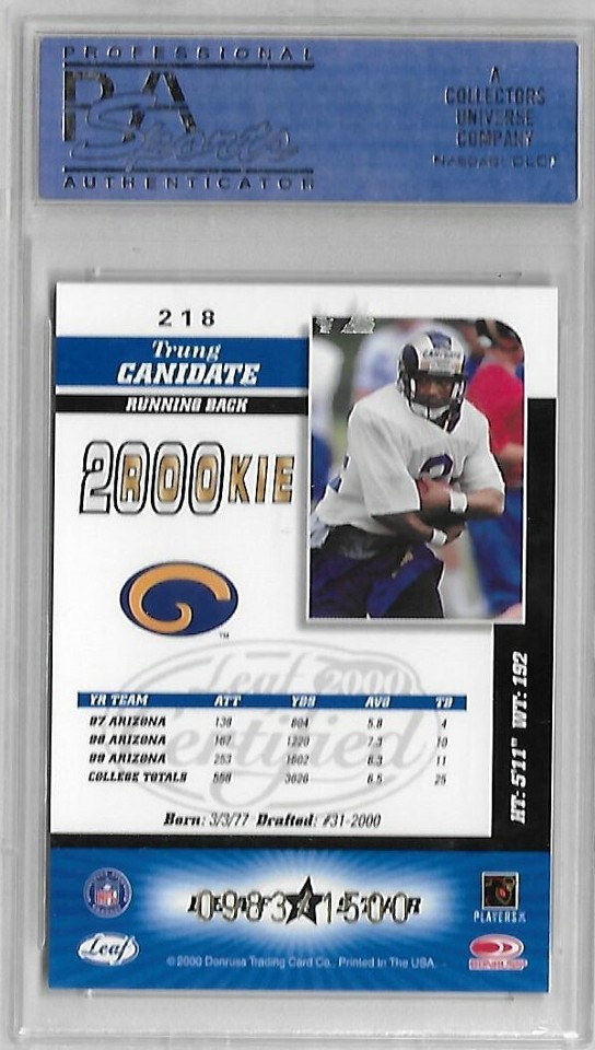 2000 Leaf Certified #218 Trung Canidate RC Graded PSA 9 Mint 0983/1500 ...