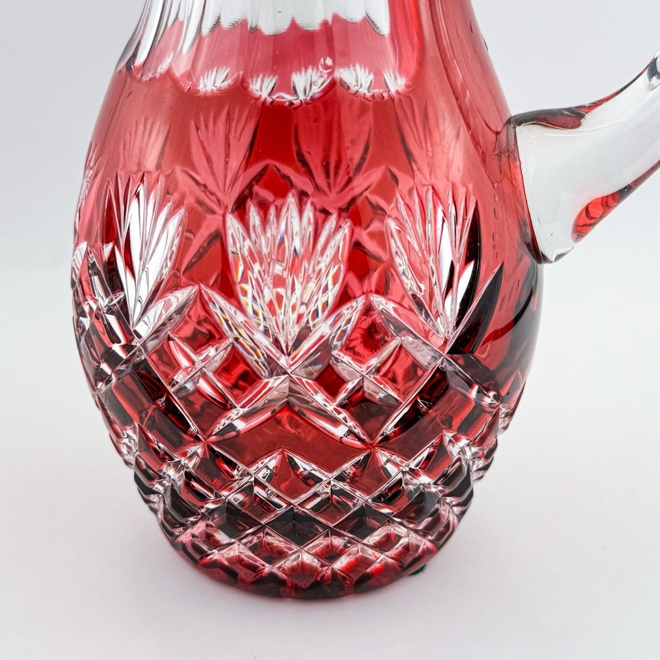 Vintage Bohemian Czech Ruby Red Cut Crystal Pitcher 7” | eBay