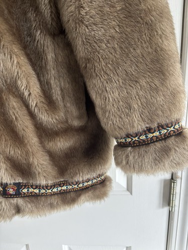 STEARNS HANSA BRANTA GOOSE DOWN PARKA COAT FAUX FUR TAN VINTAGE SMALL ...