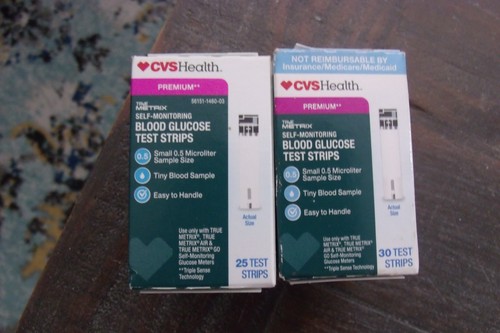CVS Premium True Metrix Diabetic Test Strips 55ct (1x30 / 1x25) Exp 8/ ...