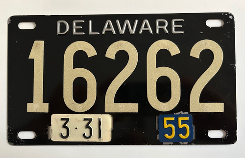 1955 Delaware License Plate Stainless Steel All Original A+++ CONDITION ...