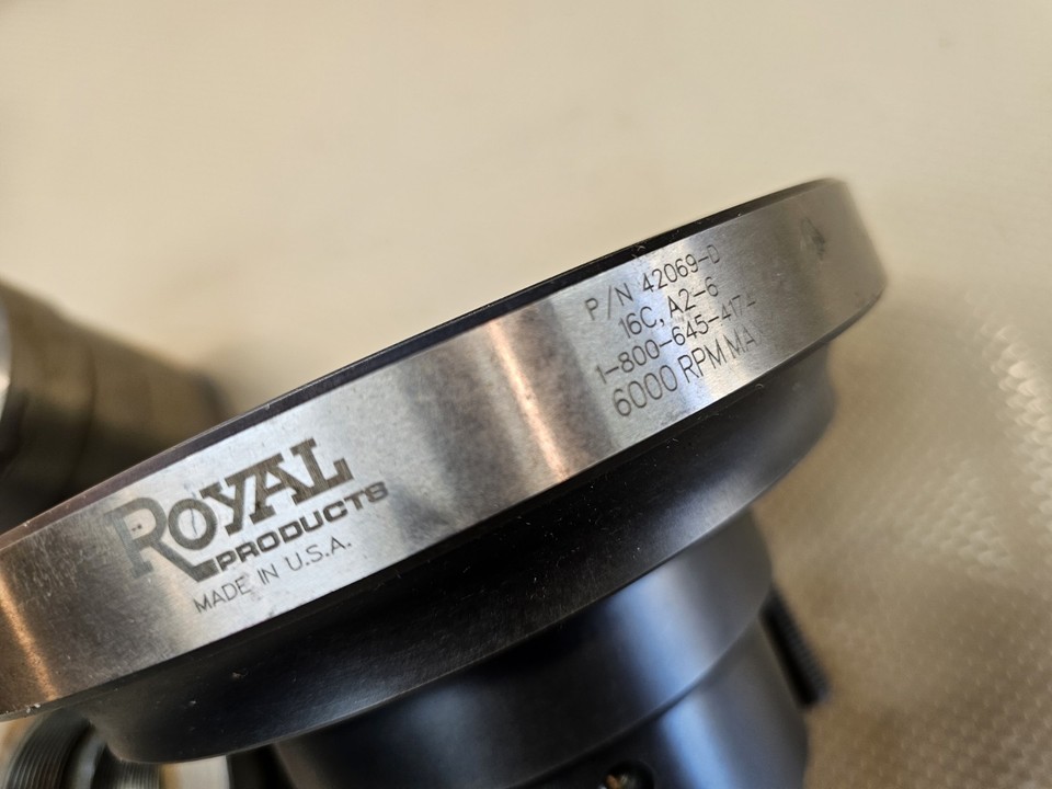 ROYAL 16C COLLET CHUCK A2-6 SPINDLE NOSE P/N 42069 J MAX RPM 6000 ...