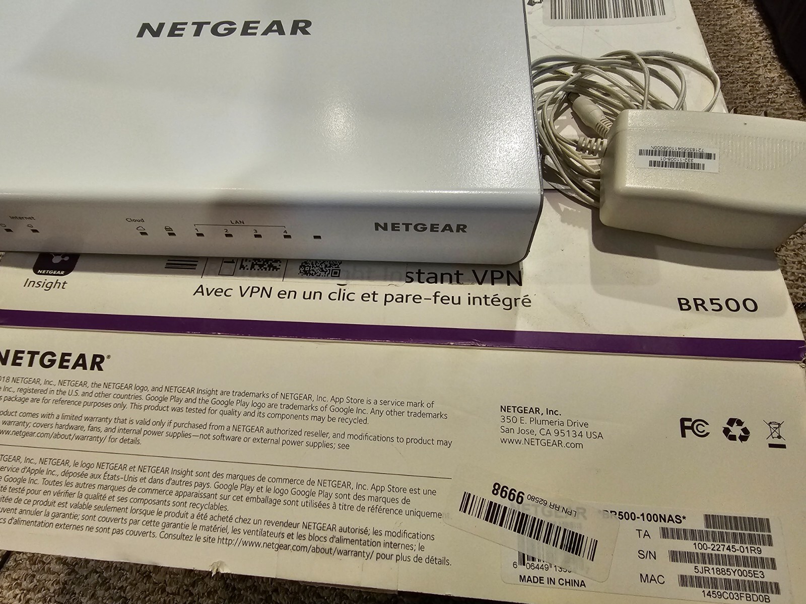NETGEAR Br500-100nas Insight Instant VPN Business Router Br500 for sale ...