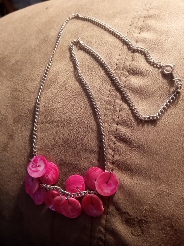 pink concho shell necklace. 11" Long on Metal Chain | eBay