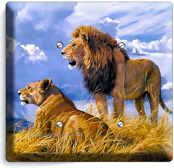WILD AFRICAN LION AND LIONESS COUPLE LIGHT SWITCH OUTLET WALL PLATES ...