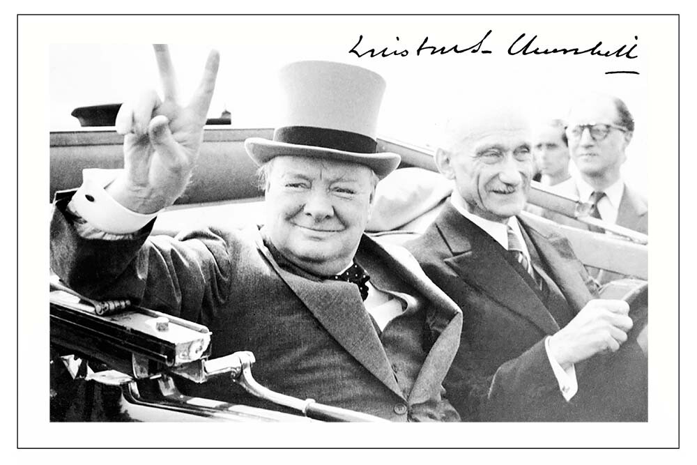WINSTON CHURCHILL SIGNED PHOTO PRINT AUTOGRAPH PRIME MINISTER WORLD WAR ...