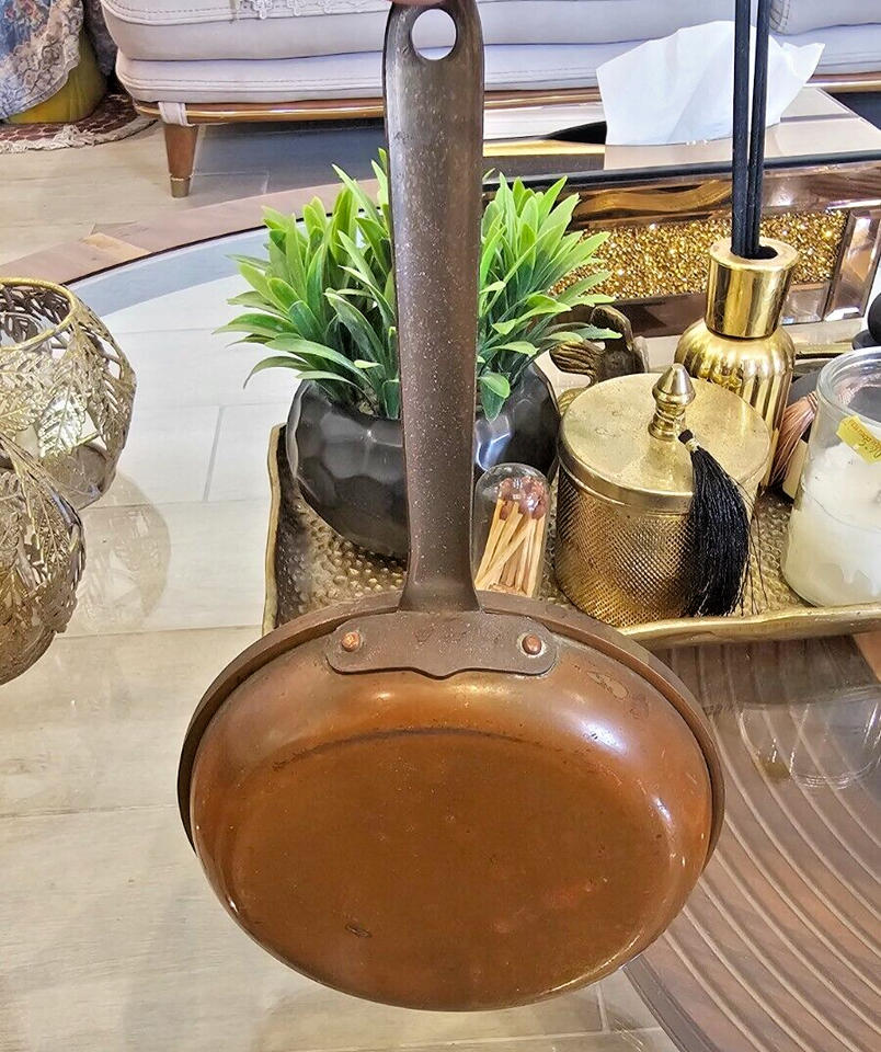Antique Vintage Rare Pan Skillet Copper Fry Handle Kitchen WARE Cooking ...