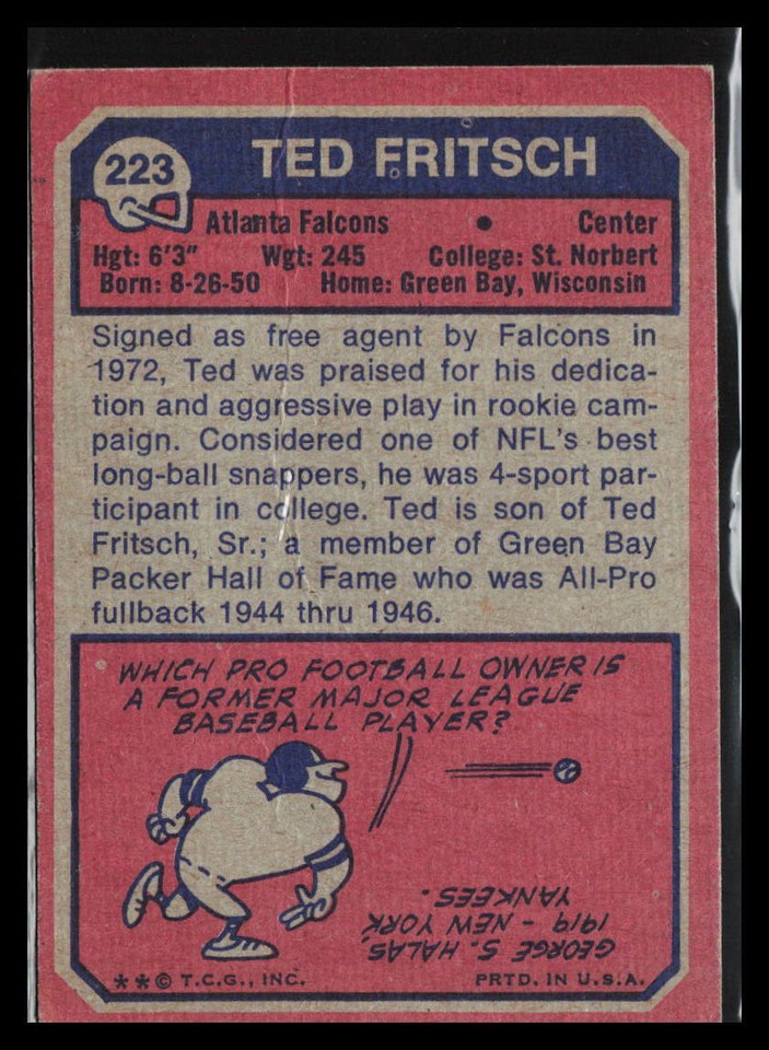 1973 Topps Ted Fritsch Jr. #223 RC | eBay