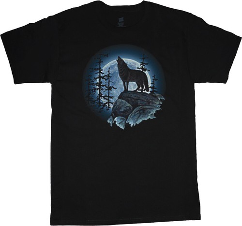 Mens Graphic Tees Lone Wolf Howling at the Moon T-shirt Mens Clothing ...