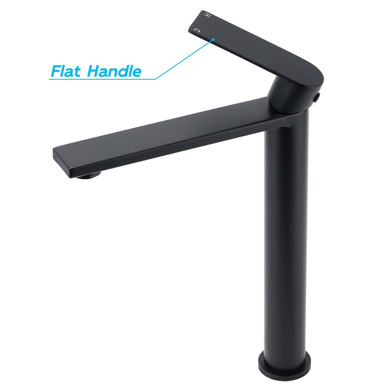 WELS Matte Black Bathroom Round Tall Basin Mixer Vanity Sink Tap Square ...