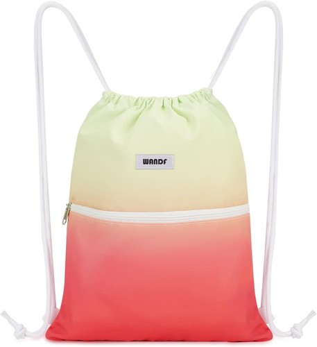 WANDF Drawstring Backpack String Bag Sackpack Cinch Water Red-green ...