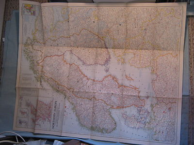 VINTAGE NORTHERN EUROPE HUGE WALL MAP National Geographic August 1954 ...