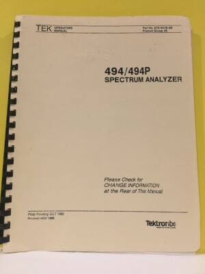 Tektronix 070-4418-00 494/494P Spectrum Analyzer Operators Manual | eBay