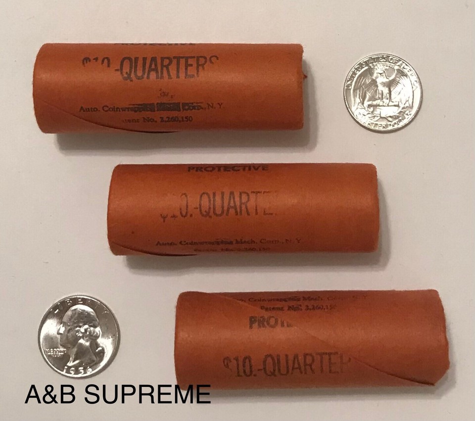 Roll OBW 1932-1964 Washington Quarter ORIGINAL BANK WRAPPED GEM BU Unc ...