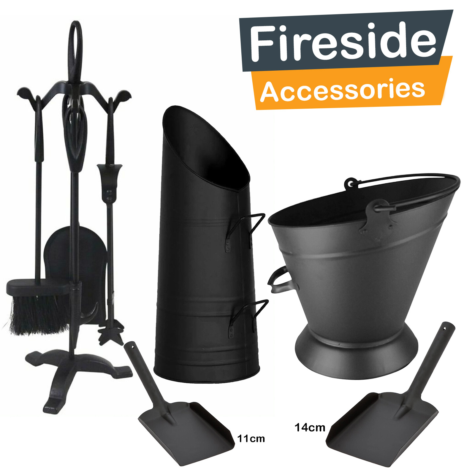 Fireside 5-Piece Companion Set Fireplace Accessories Tools Tongs Poker ...