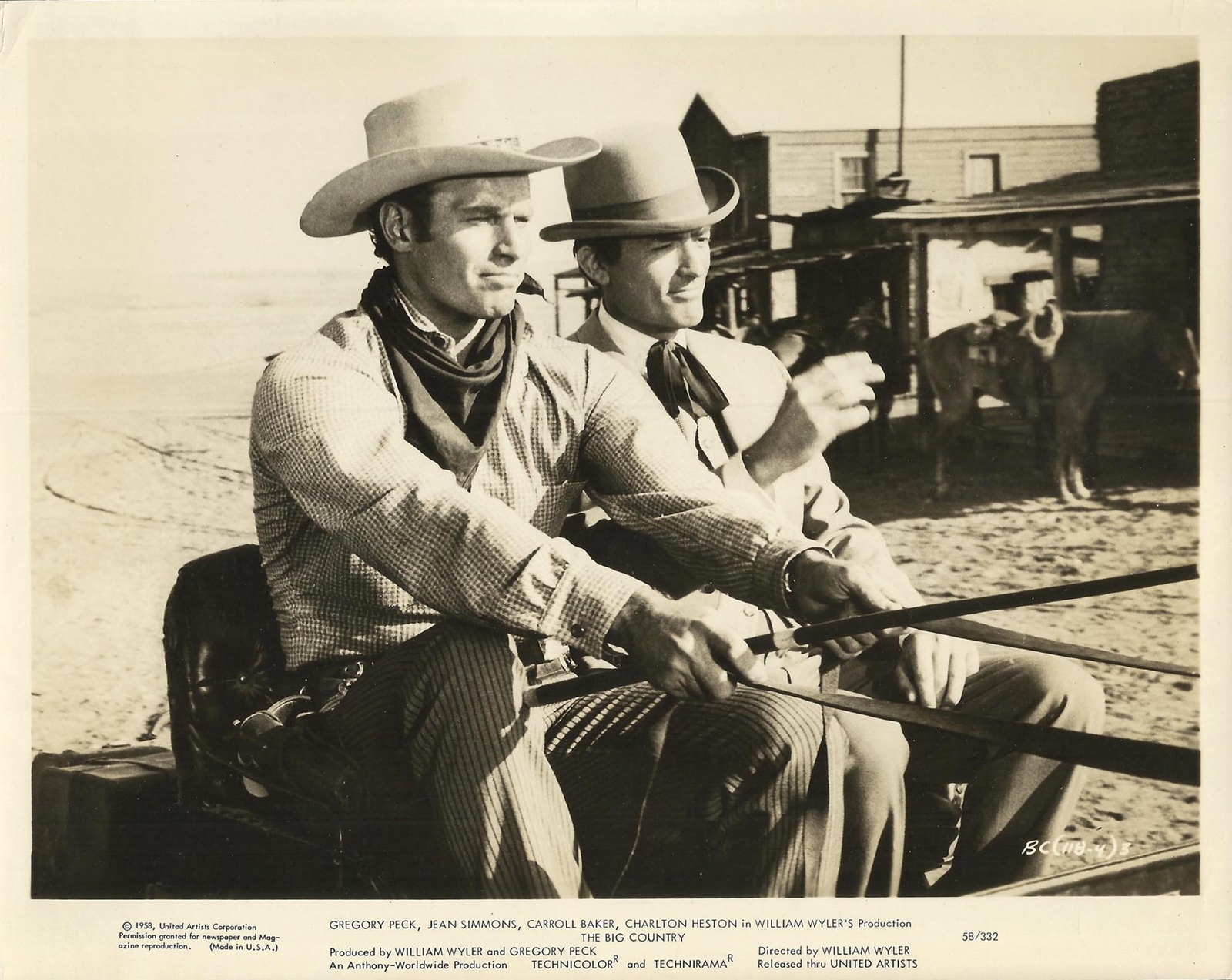 GREGORY PECK & CHARLTON HESTON in "The Big Country" Original Photo 1958 ...