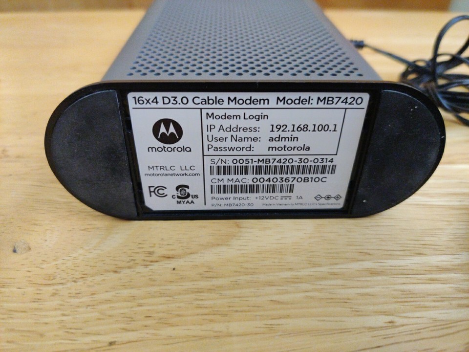 Motorola 16x4 Cable Modem Model MB7420 686 Mbps DOCSIS 3.0 | eBay