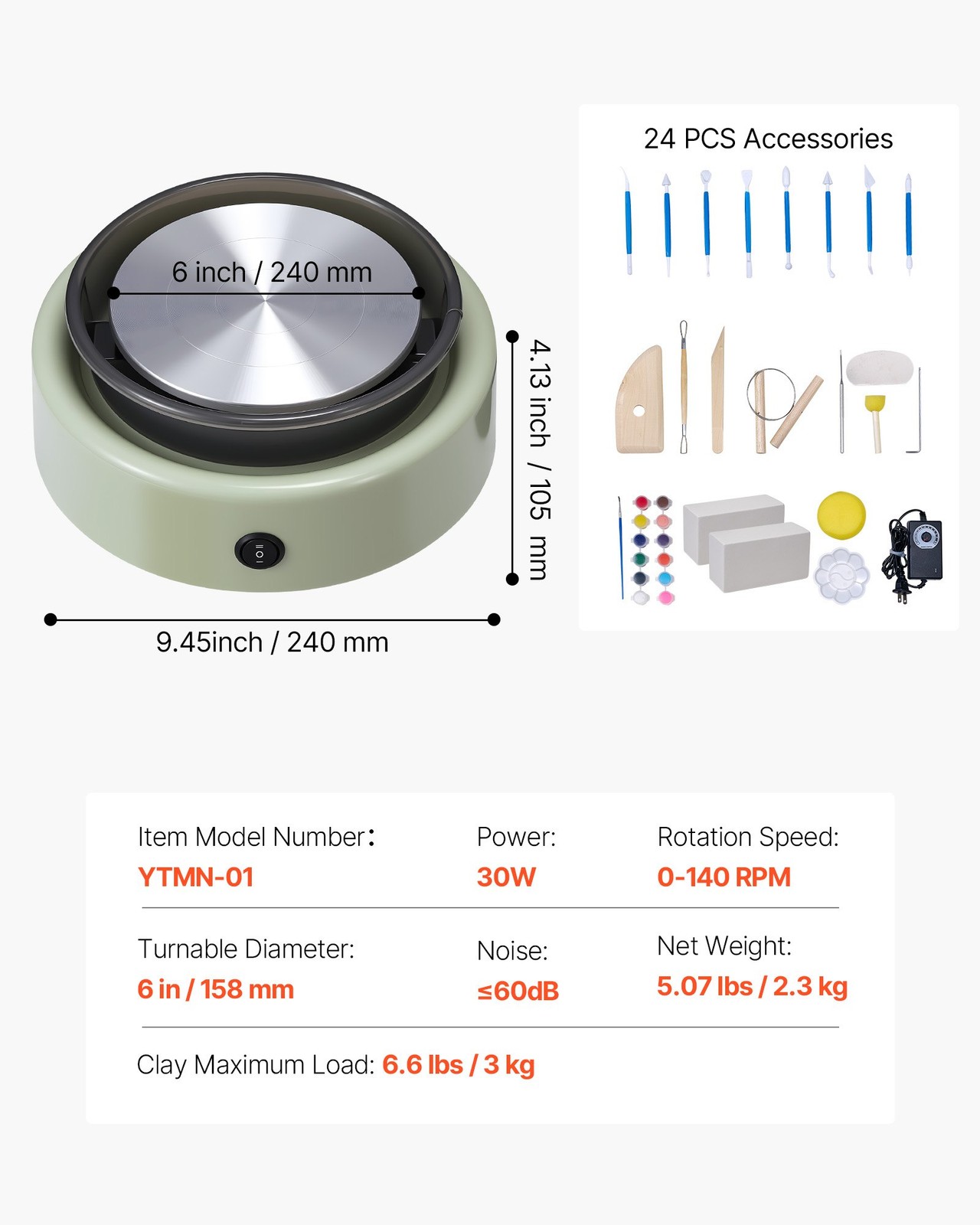 HOT/ Mini Pottery Wheel,6 inch Turntable,Forward and Reverse Rotation ...