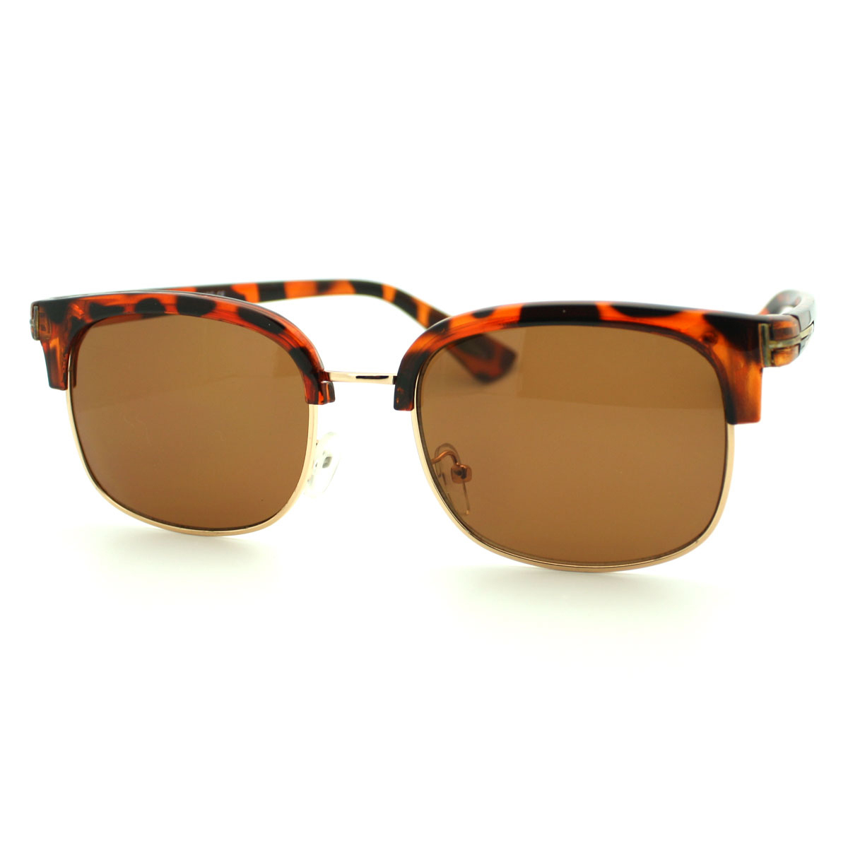 WOMENS Fashion Sunglasses SQUARED HALF HORN RIMMED CHIC Stylish Shades ...