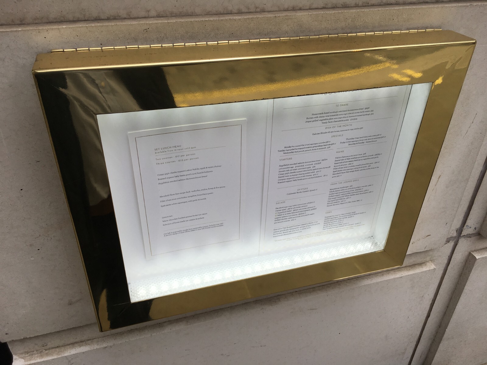 BRASS MENU CASE - A4, A3, A2, A1, A0 - External and LED Illuminated ...