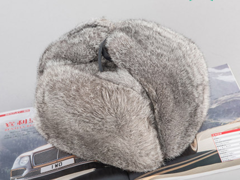 Real Rabbit Full Fur Russian Ushanka Hat Real Fur Hat Chapka Granpa Dad ...