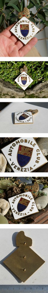 VINTAGE ENAMEL AUTOMOBILE CAR CLUB BADGE # AUTOMOBILE CLUB VENEZIA ...