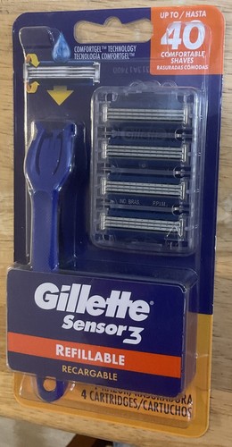 Gillette Sensor 3 ~ Handle and 4 Blades ~ New Unopened | eBay