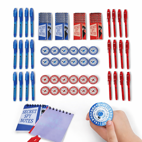 “72-Piece Spy Kit for Kids – 24 Invisible Ink Pens, Decoder Rings ...