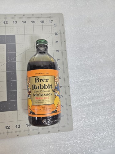RARE BRER RABBIT NEW ORLEANS MOLASSES 1PT 8oz SIZE BOTTLE ORANGE LABEL ...