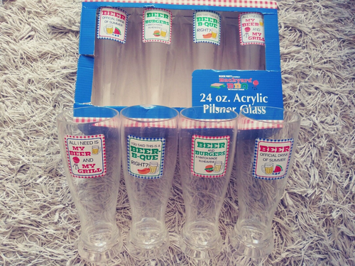 Lot 8 Pilsner Acrylic Plastic Glasses 24oz Block Party Backyard BBQ ...