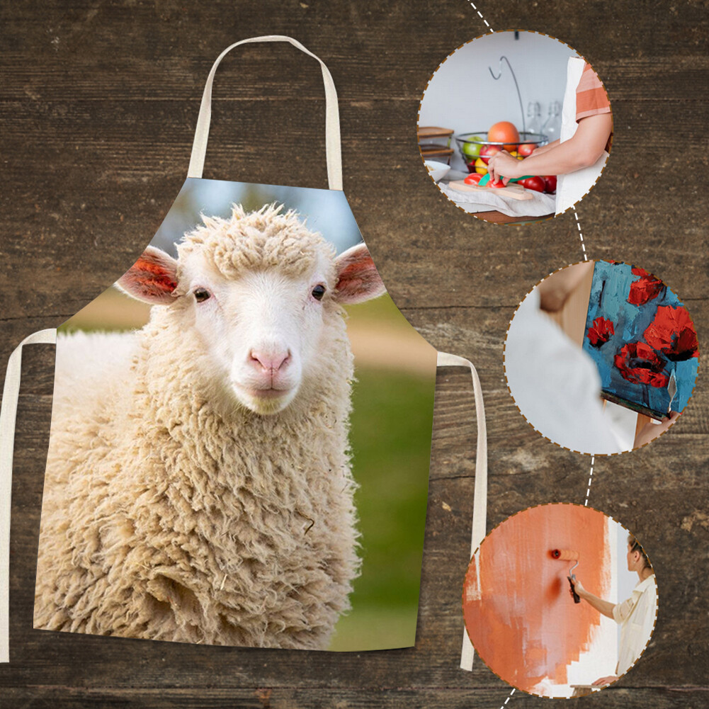 Sheep Printed Linen Apron Home Waterproof Cooking Bibs (82x68cm) | eBay
