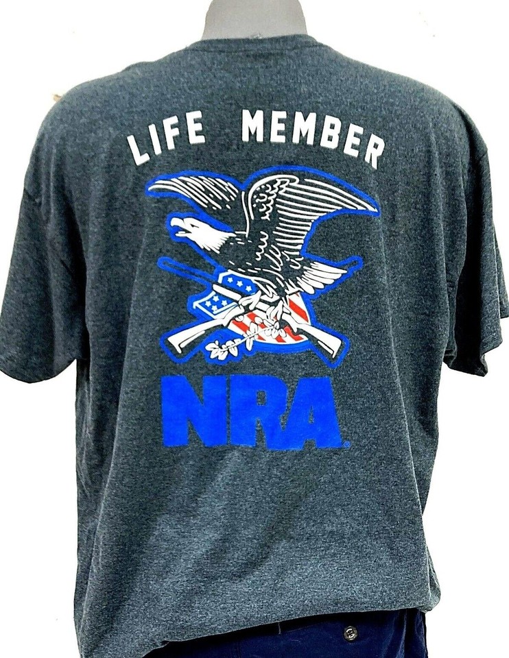 NRA Life Member Dark Gray 2XL T-Shirt Logo Front/Eagle Design Back New ...
