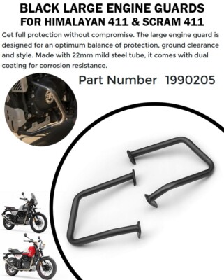 "BLACK LARGE ENGINE GUARD" FIT FOR ROYAL ENFIELD HIMALAYAN 411 & SCRAM ...