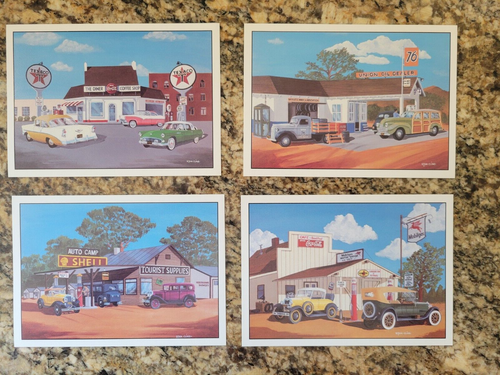Classic Automobiles 4 lithographs from Original Pantings by Stan Cline ...