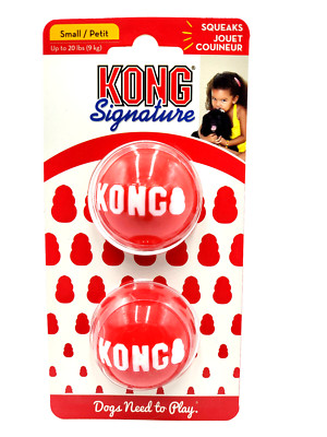 Kong Signature Balls 2-pk Small Squeaky Bouncy Dog Fetch Toy 2" | eBay